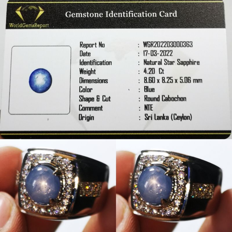 Jual Batu Permata Blue Star Sapphir Srilanka Garansi Asli Natural ...