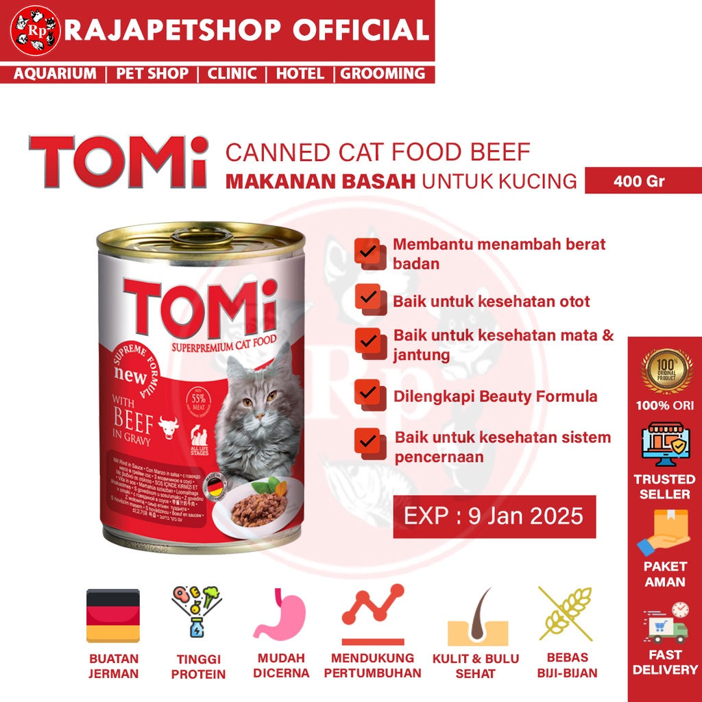 Jual TOMI CANNED CAT FOOD BEEF IN GRAVY MAKANAN KUCING KALENG RASA SAPI ...