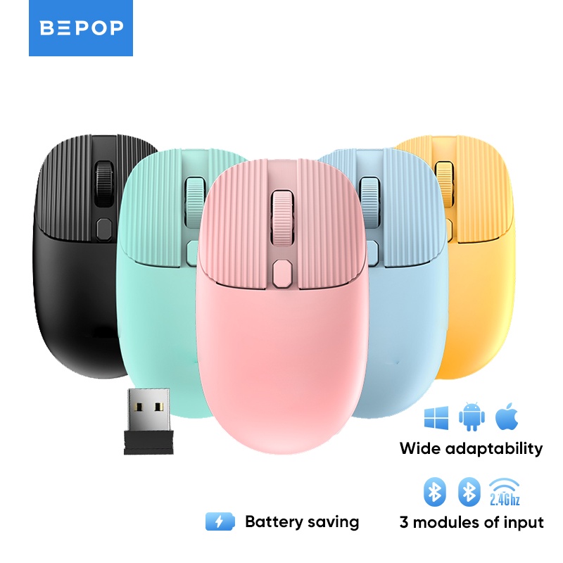 Jual Bepop Mouse Bluetooth Wireless Mice Silent Click Double Models FV ...