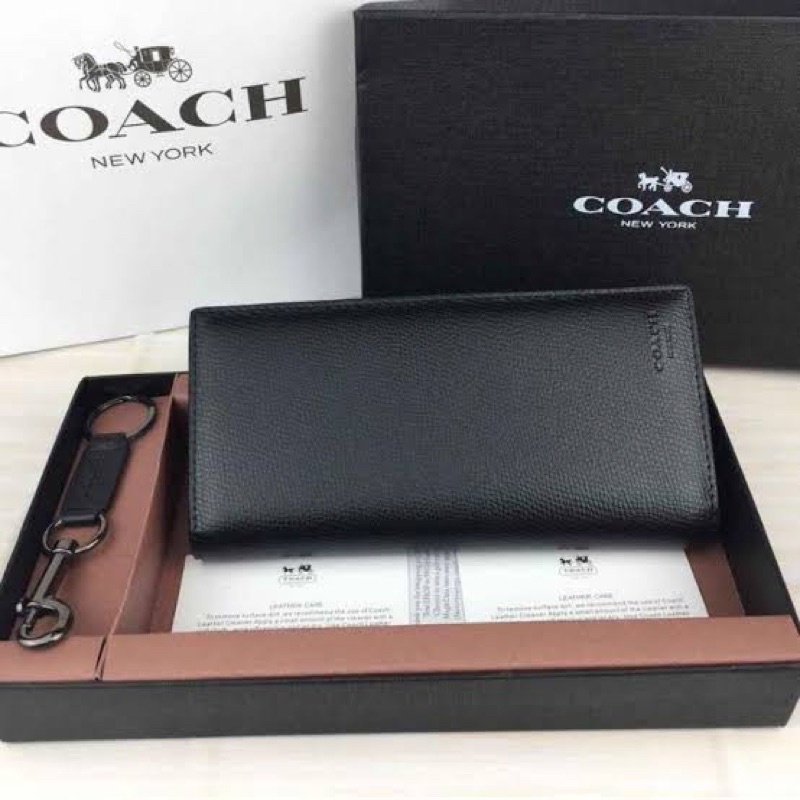 Jual COACH LONG WALLET FULL BLACK CROSSGRAIN LEATHER ORIGINAL STOCK 100 ...