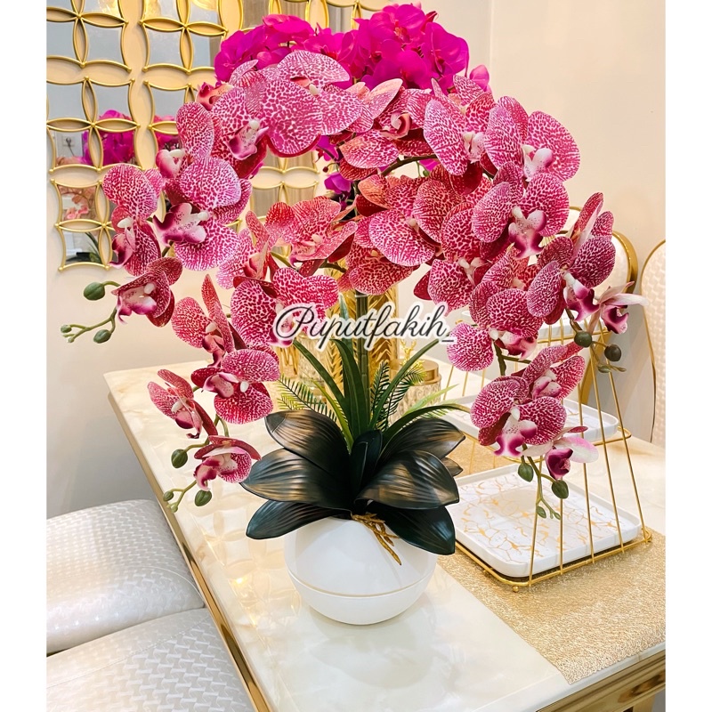 Jual Bunga anggrek LATEX JUMBO 3 4 TANGKAI DENGAN POT BOLA | Shopee ...