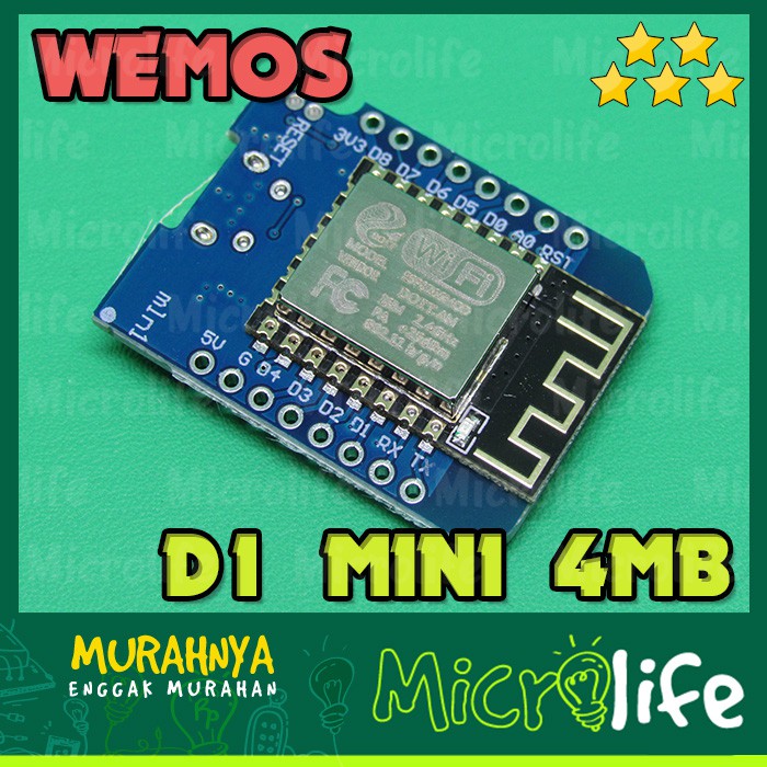 Jual Wemos D1 Mini 4MB LUA Wifi IoT ESP8266 ESP-12 E NodeMCU | Shopee ...