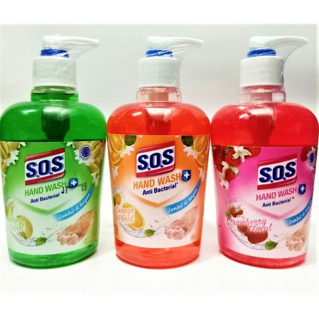 Jual SABUN CUCI TANGAN SOS HANDWASH 400 ML BOTOL PUMP ANTI BACTERIAL ...