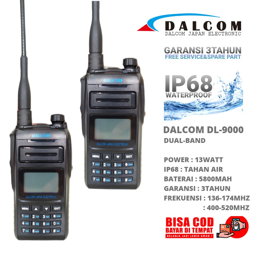 Jual HT DALCOM JAPAN DL-9000 13W DUAL BAND TAHAN AIR | Shopee Indonesia