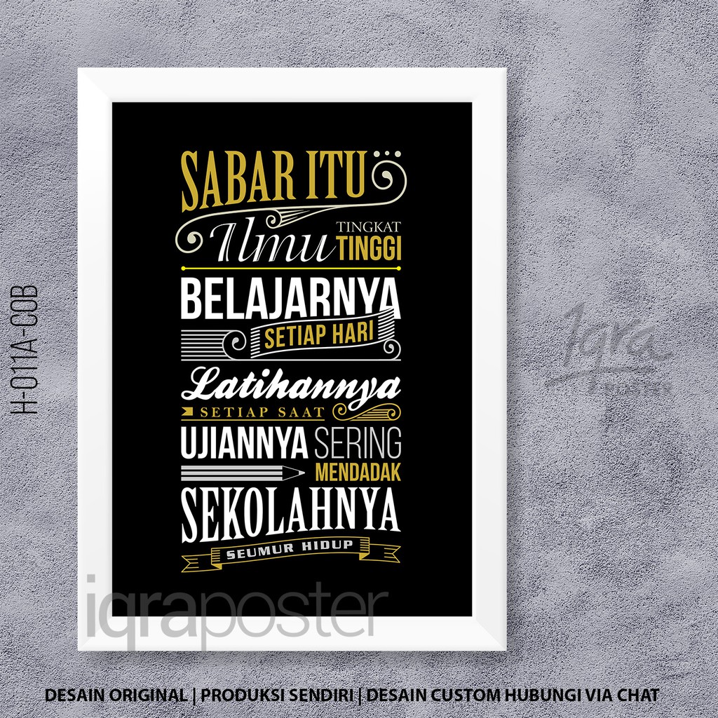Jual Sabar itu Ilmu 1 CB - Poster Motivasi Islami & Bingkai Pigura A4 ...