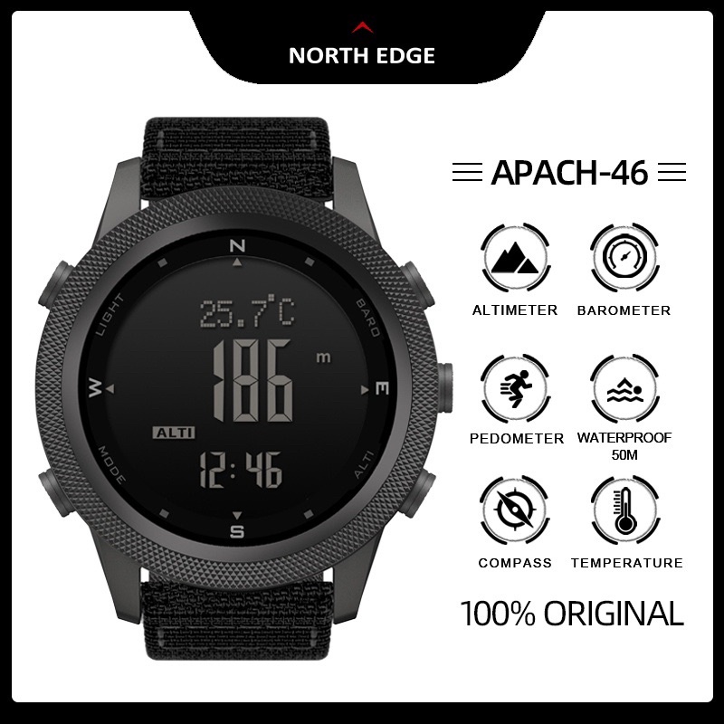 Jual NORTH EDGE APACHE-46 JAM TANGAN PRIA PEDOMETER, BAROMETER ...
