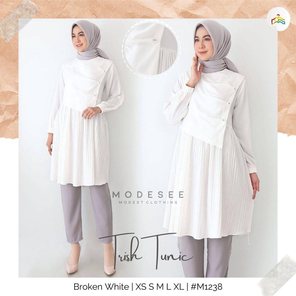 Jual Modesee - Tunic Trish Broken White | Shopee Indonesia
