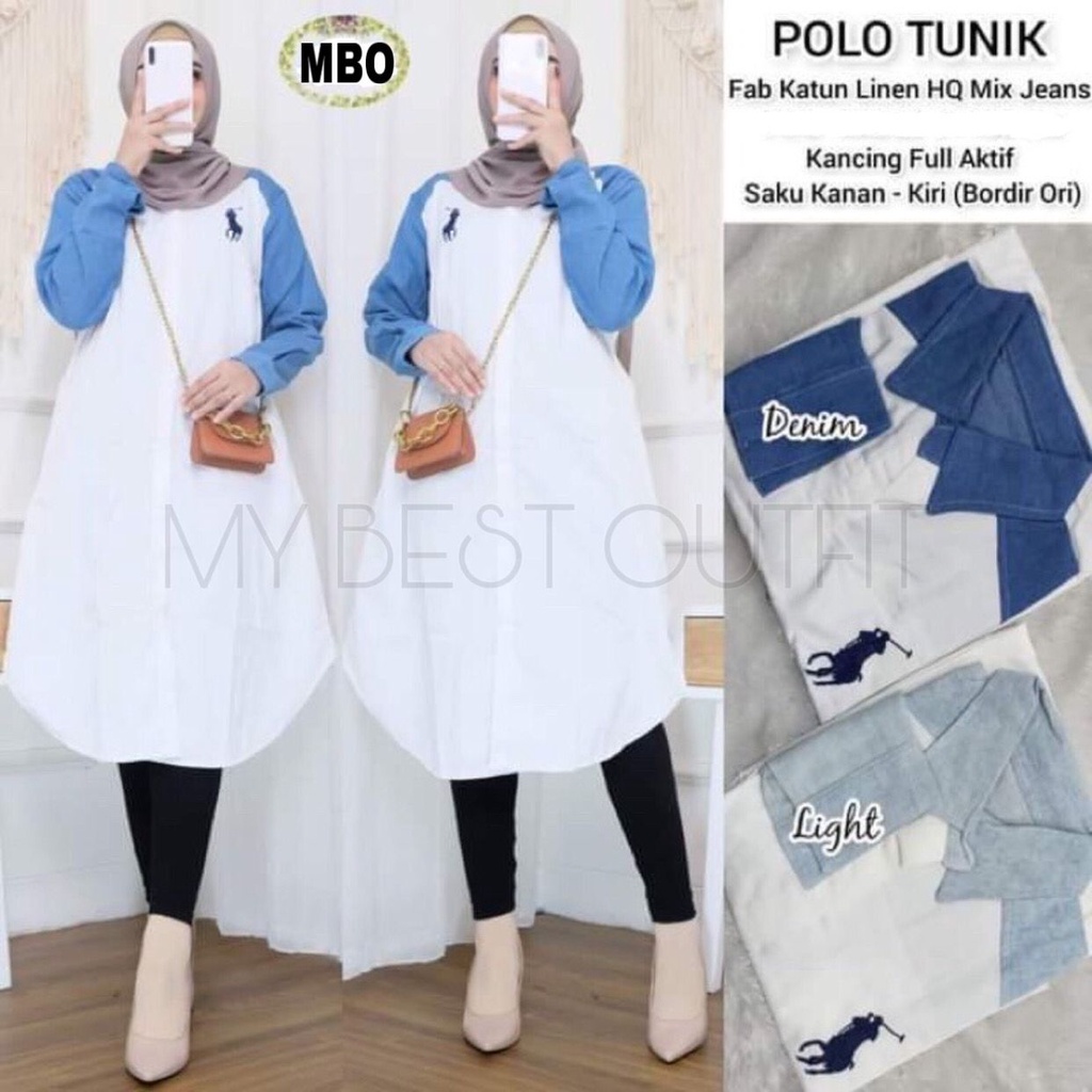 Jual MYBEST TUNIK LAYLA DENIM KATUN POLO UKURAN JUMBO FASHION MUSLIM ...