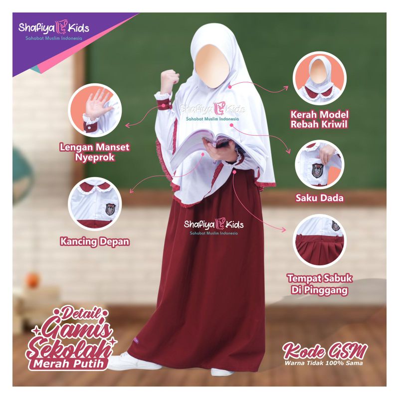 Jual Set Gamis Seragam Sekolah Anak SD Merah Putih Pramuka Shafiya Kids ...