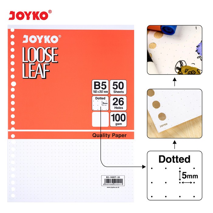 Jual Loose Leaf Isi Kertas File Binder Joyko B5-100DT 50 Lembar Dotted | Shopee Indonesia