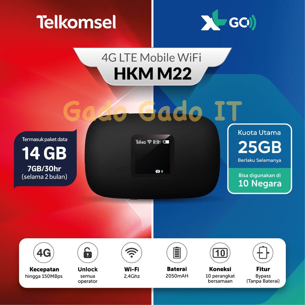 Jual MODEM MIFI XL GO IZI HKM M22 ROUTER WIFI 4G LTE HKM M22 TELKOMSEL ...