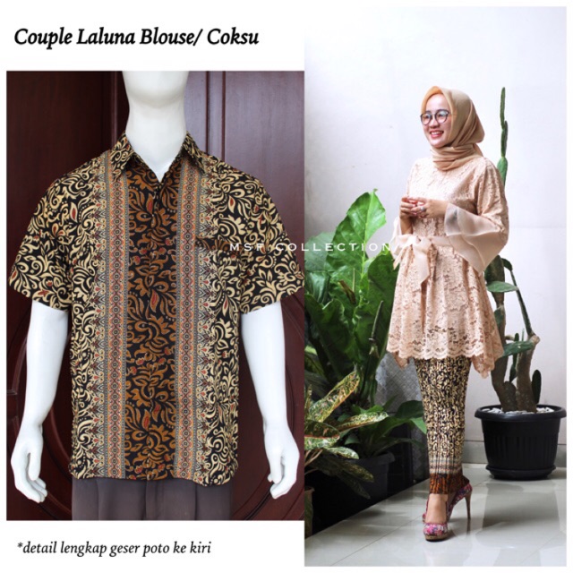 Jual Laluna Coksu Blouse Brukat Busui/ Couple Brukat Batik/Outfit ...
