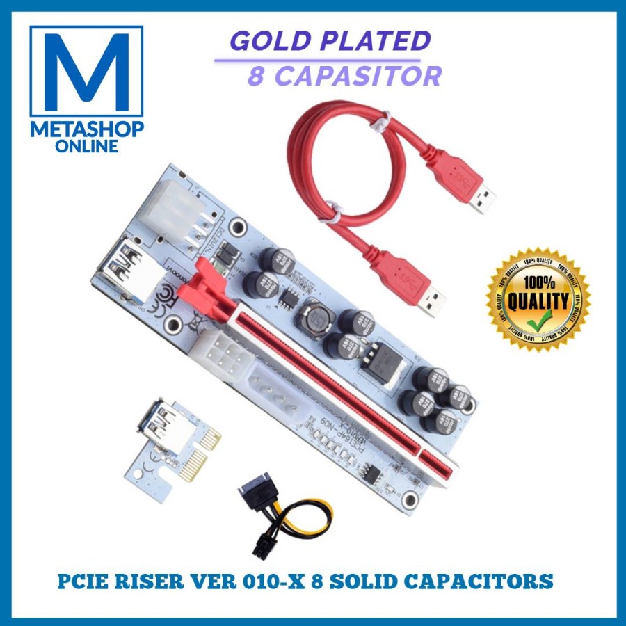 Jual RISER 010X PCIE VGA MINING 8 CAPACITOR SOLID GOLD PLATED | Shopee ...