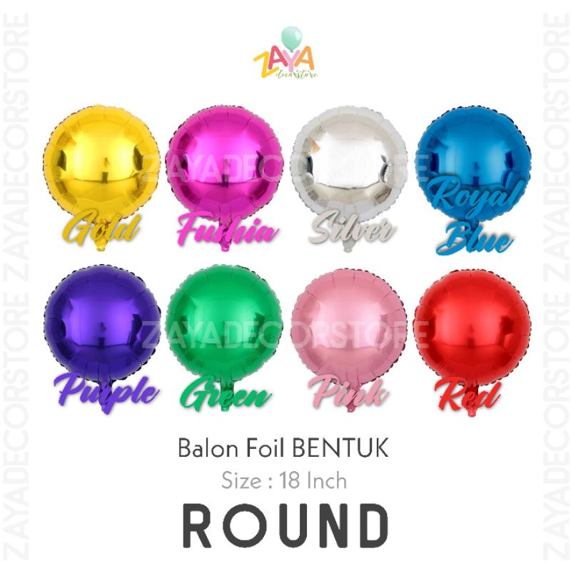 Jual Balon Foil Bentuk ROUND BULAT 18 INCH | Shopee Indonesia