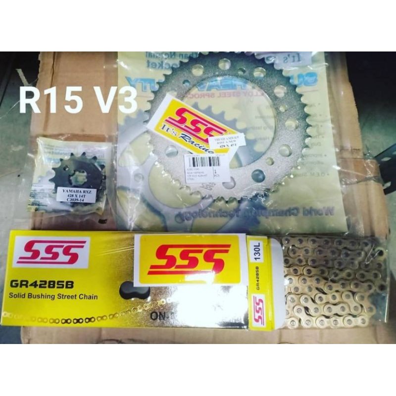 Jual SSS gear gir ger set Yamaha R15 V3 V2 XRS 155 rantai gold request ...