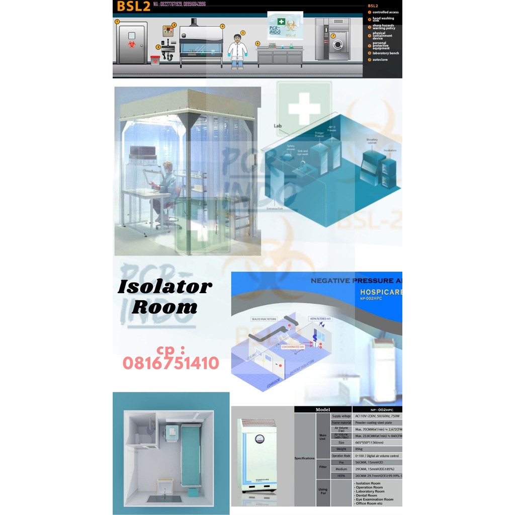 Jual Isolator Room PCR laboratorium Isolasi Negative Pressure Sistem ...