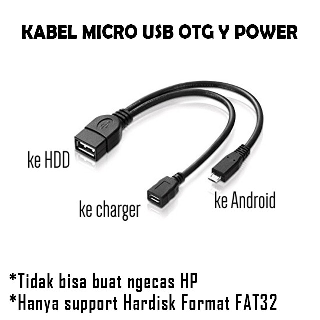 Jual OTG Y Micro USB HP to USB Female untuk Membaca Hard Disk External ...