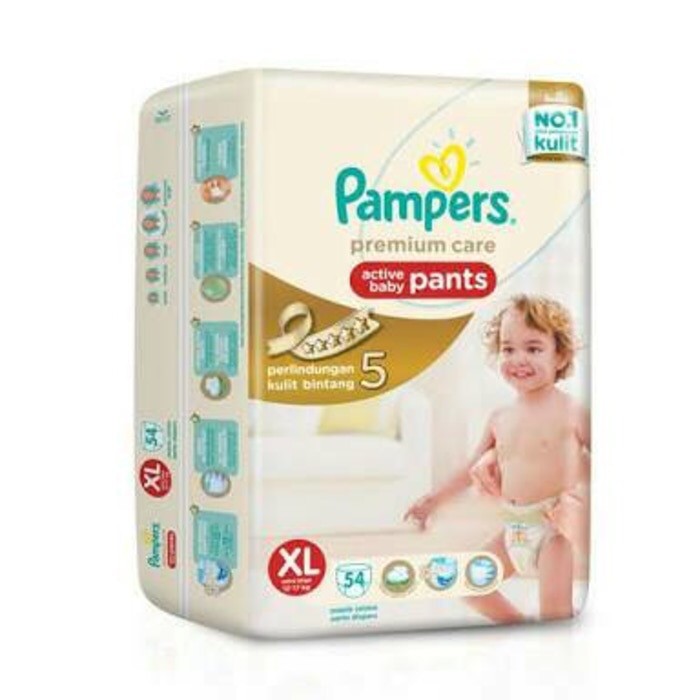 Jual popok bayi diaper bayi Pampers Premium Care Active Baby Pants uk. XL isi 54 | Shopee Indonesia