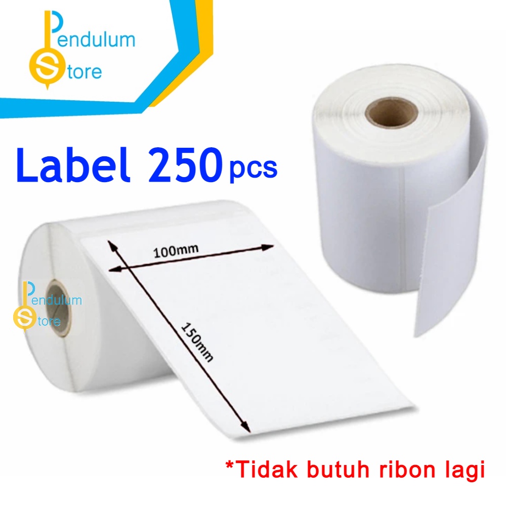 Jual Kertas Label Barcode A6 100x150mm 250 pcs / roll Kertas Sticker Label Thermal Paper 100 X ...