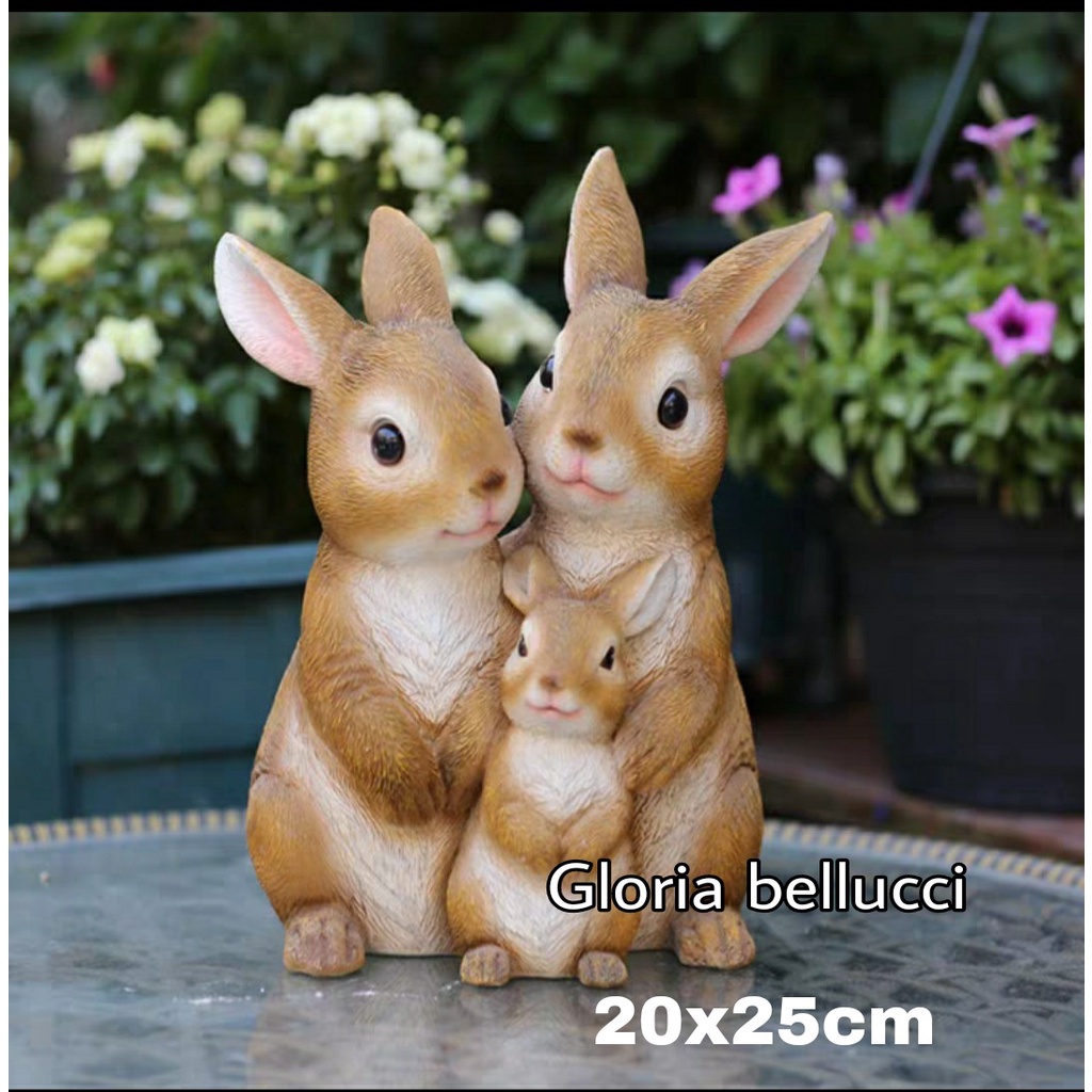 Jual Patung pajangan kelinci family statue rabbit anggora dekorasi ...