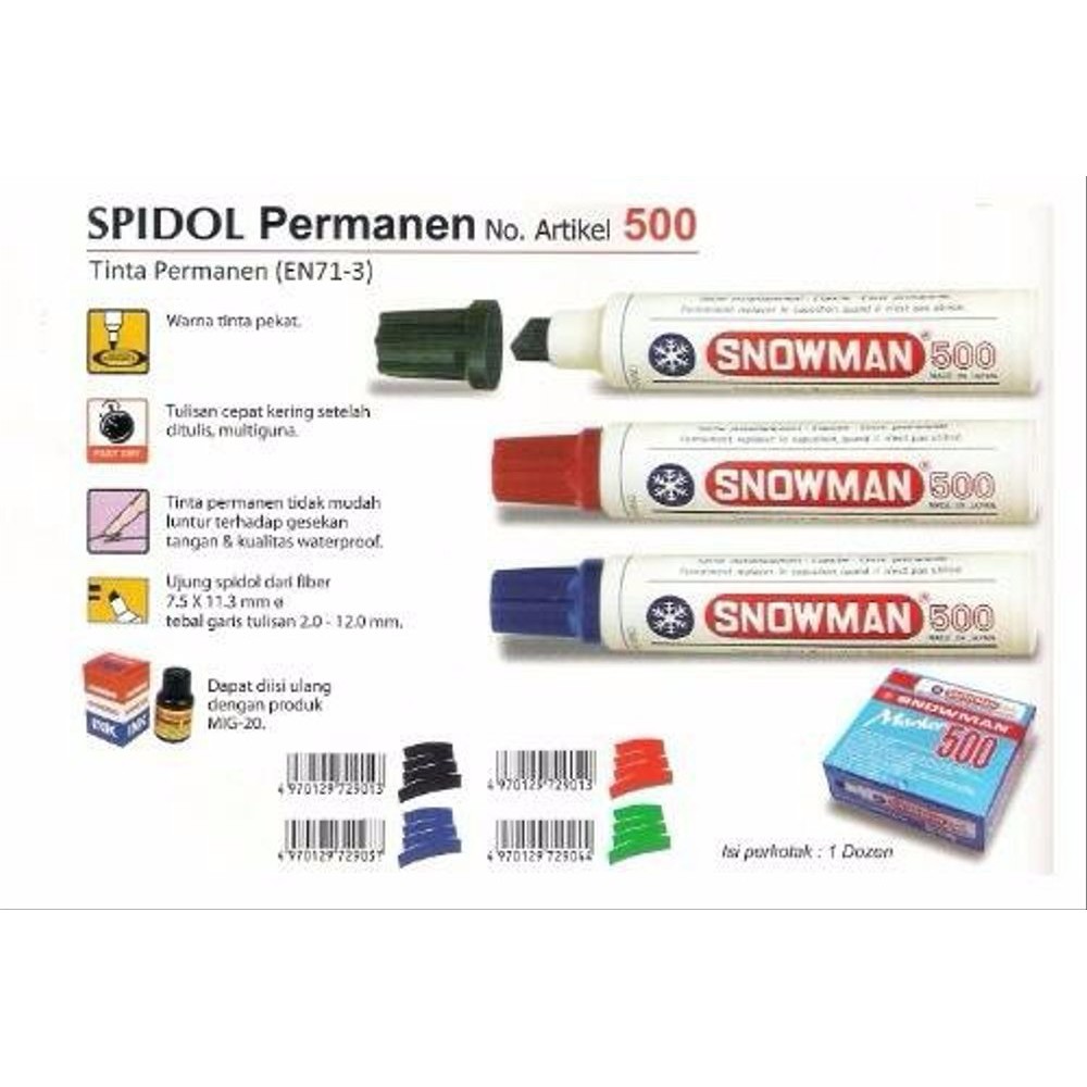 Jual Spidol Jumbo Besar Snowman 500 Permanent Marker | Shopee Indonesia