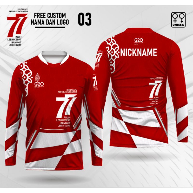 Jual Jersey hut kemerdekaan ri ke 77 baju spesial 17an kaos dirgahayu indonesia 2022 | Shopee ...