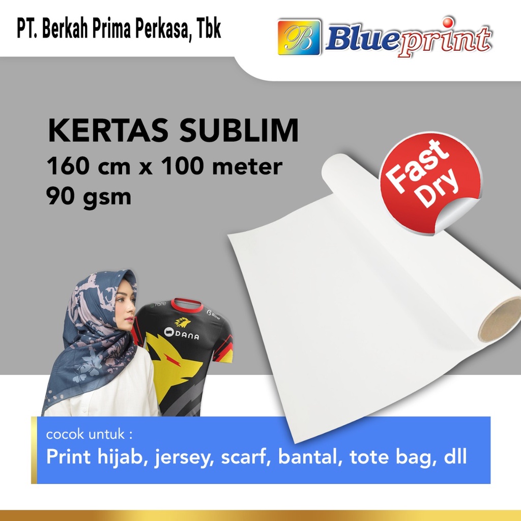 Jual Kertas Sublim Roll BLUEPRINT 160 x 100 meter Sublimation Paper 90 ...