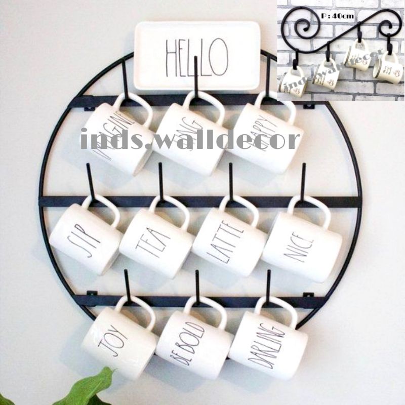 Jual Rak Gelas Gantung Dinding Tempat Cangkir Besi Murah / Rak Tatakan ...