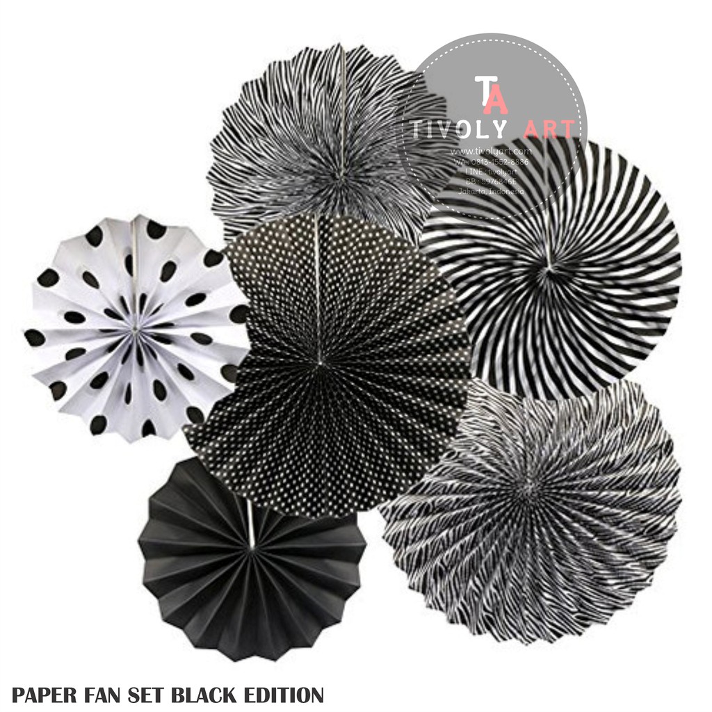 Jual Paper Fan Dekorasi SET BLACK EDITION / Paper Fan Black Set ...