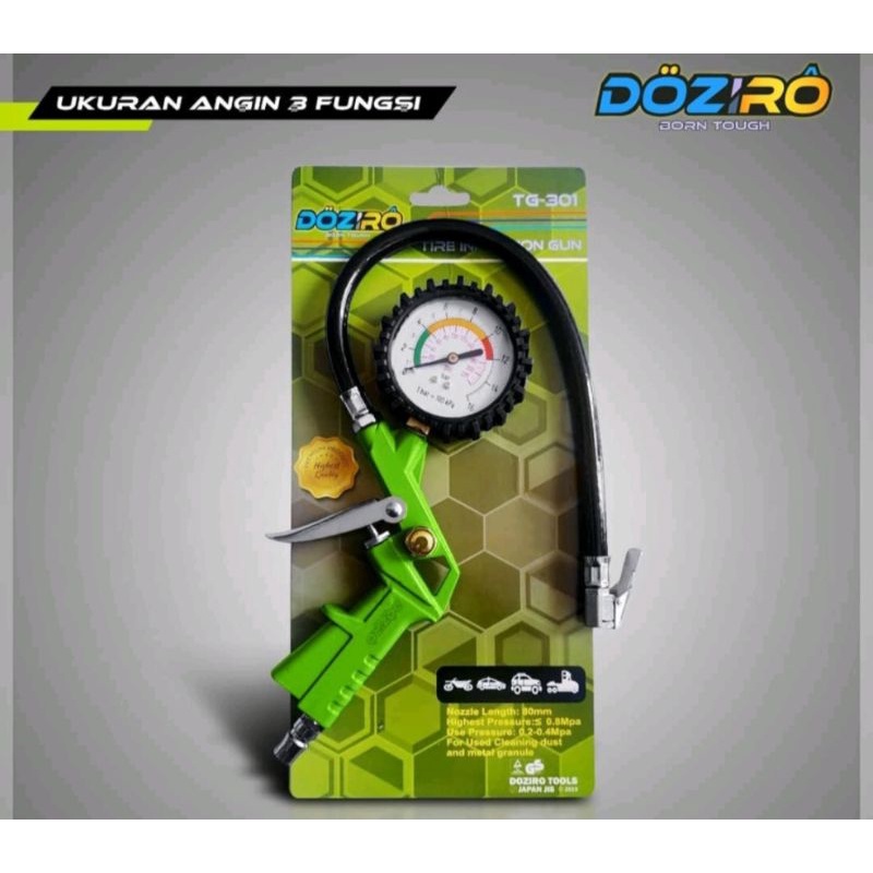 Jual ALAT UKUR TEKANAN POMPA BAN MOTOR / TIRE INFLATING GUN DOZIRO ...