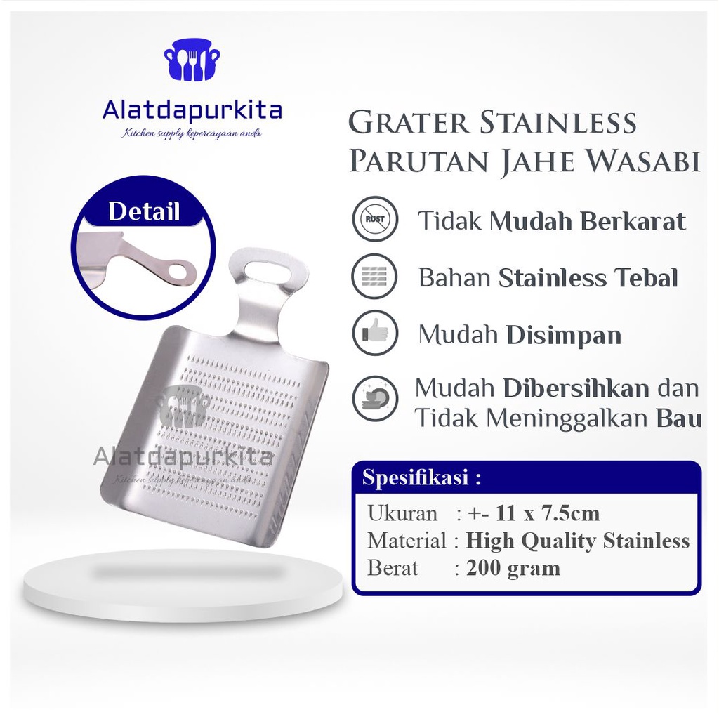 Jual Grater Parutan Jahe Wasabi Stainless Steel Keju Kentang Bawang ...