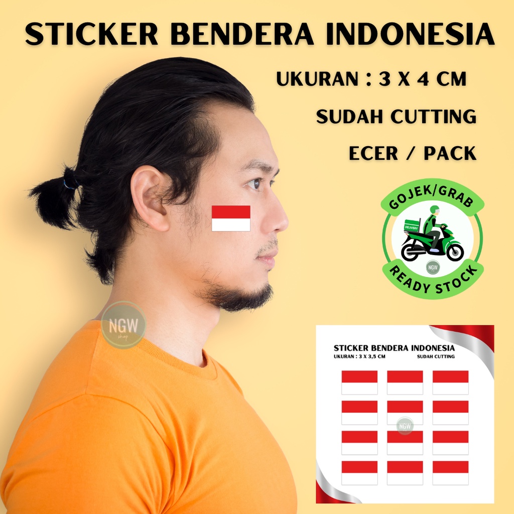 Jual Sticker bendera indonesia merah putih 3x4 cm ecer grosir READY ...