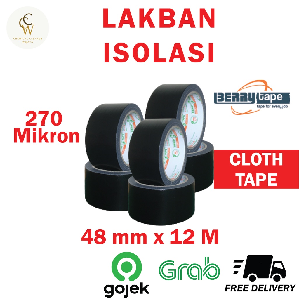 Jual Lakban Hitam Cloth Tape Super Rekat 48mm 12 Meter Isolasi Cloth ...