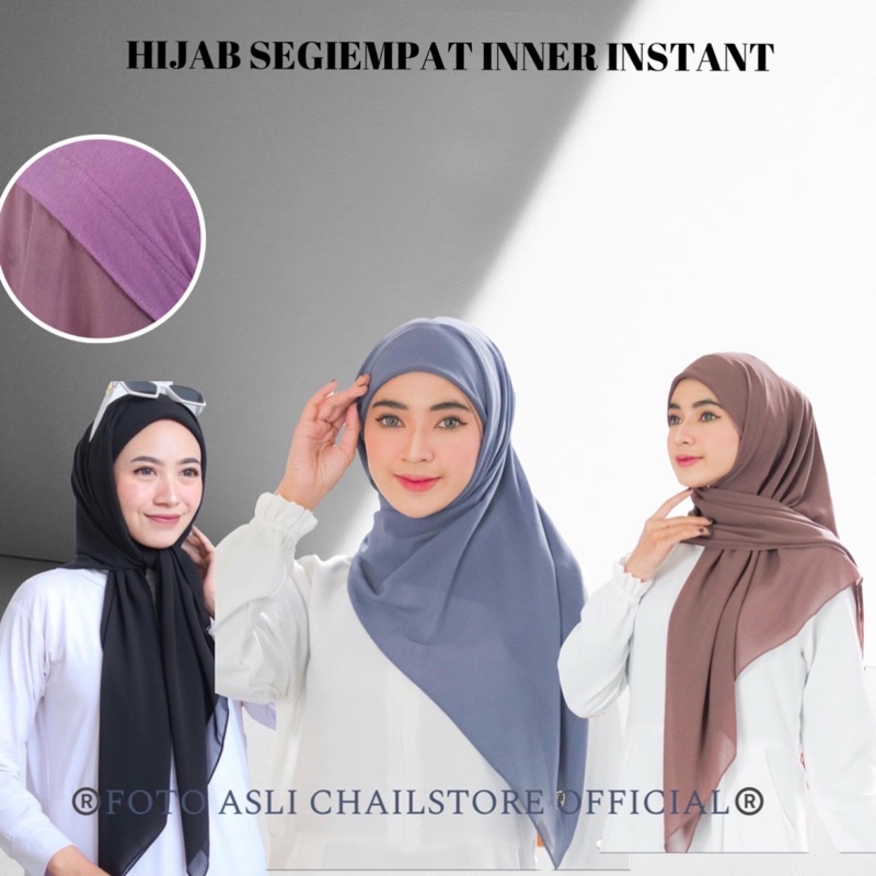 Jual HIJAB SEGI EMPAT INSTAN PLUS INNER 2IN1 / CERUTY BABYDOLL 2 LAYER | Shopee Indonesia