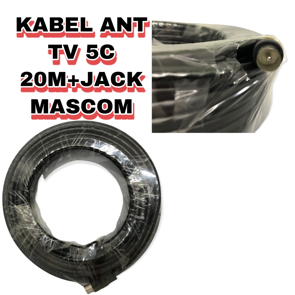 Jual KABEL ANTENA TV 5C 20M +JACK MASCOM | Shopee Indonesia