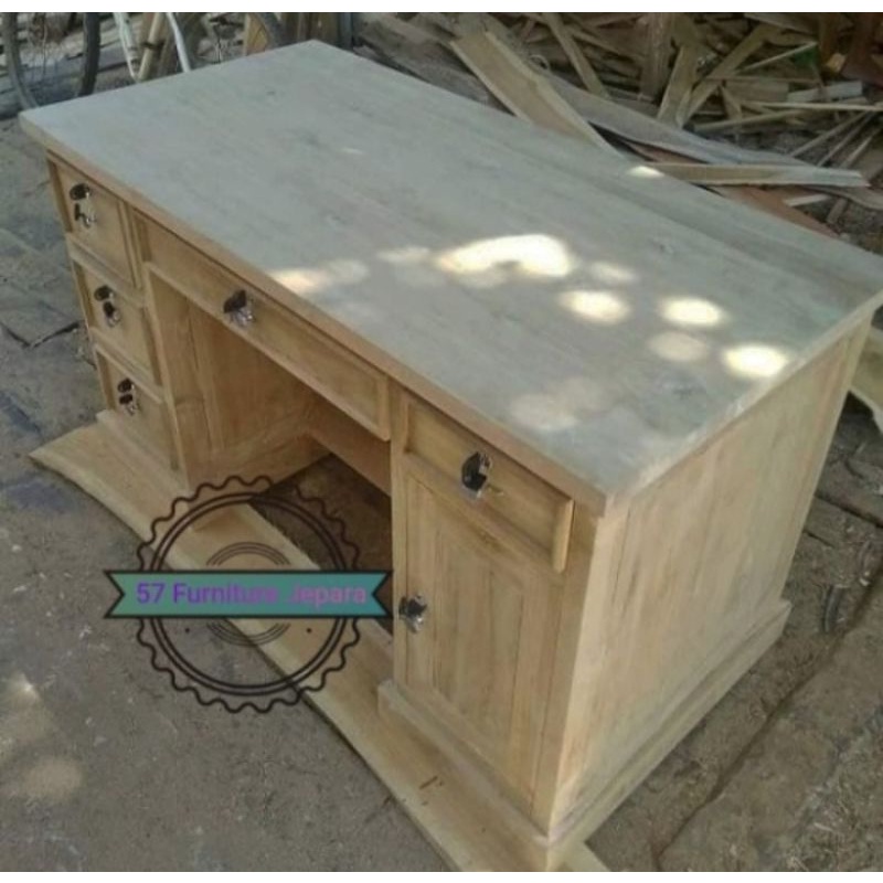 Jual Meja Kerja/ Kantor Kayu Jati - Meja Laci - Mentahan | Shopee Indonesia