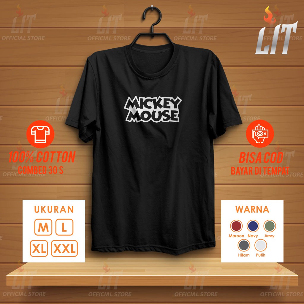 Jual Kaos Mickey Mouse Logo Disney Premium Distro Script Tee Baju Pria Wanita Tshirt Cotton ...