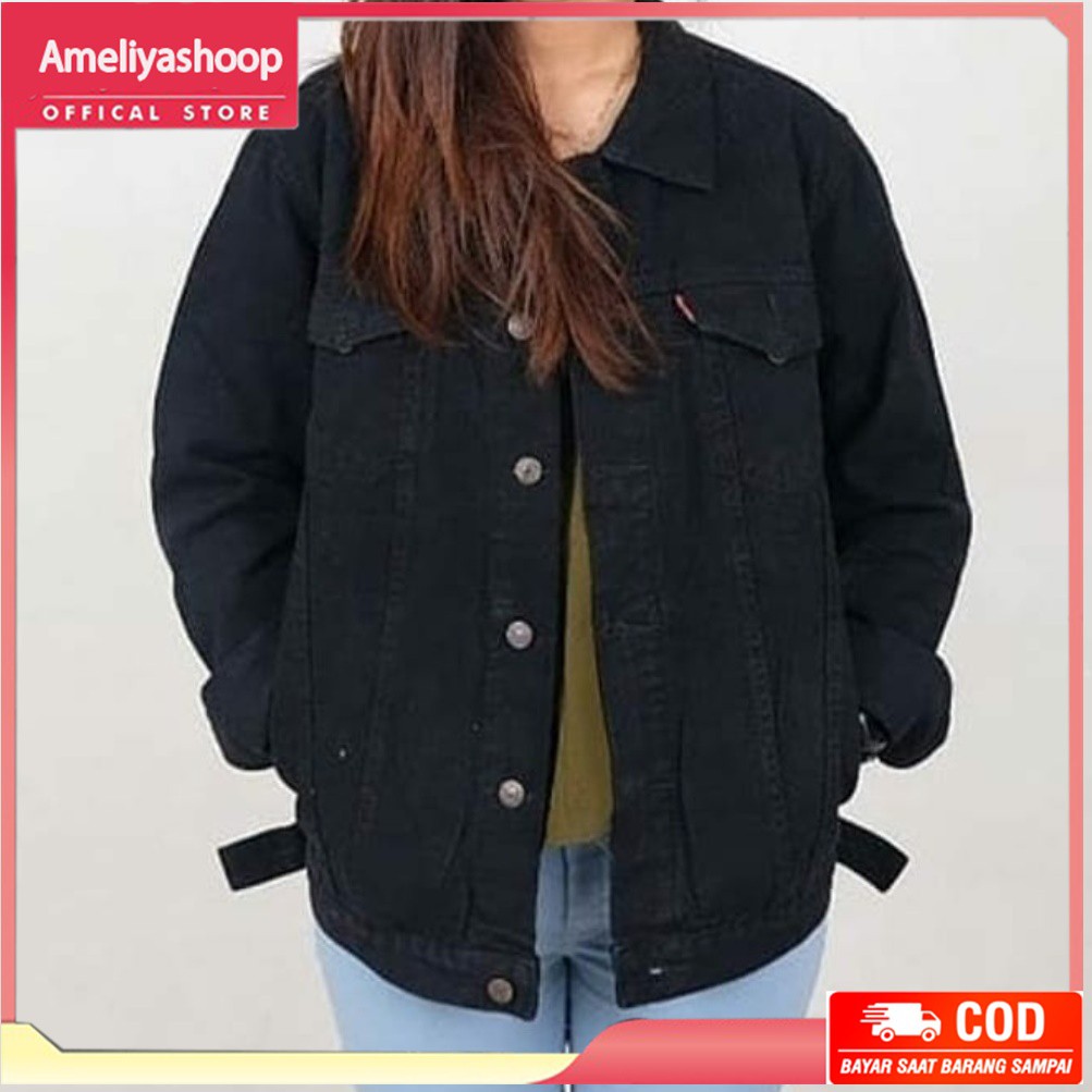 Jual Jaket jeans denim hitam / jaket denim oversize black jaket denim ...
