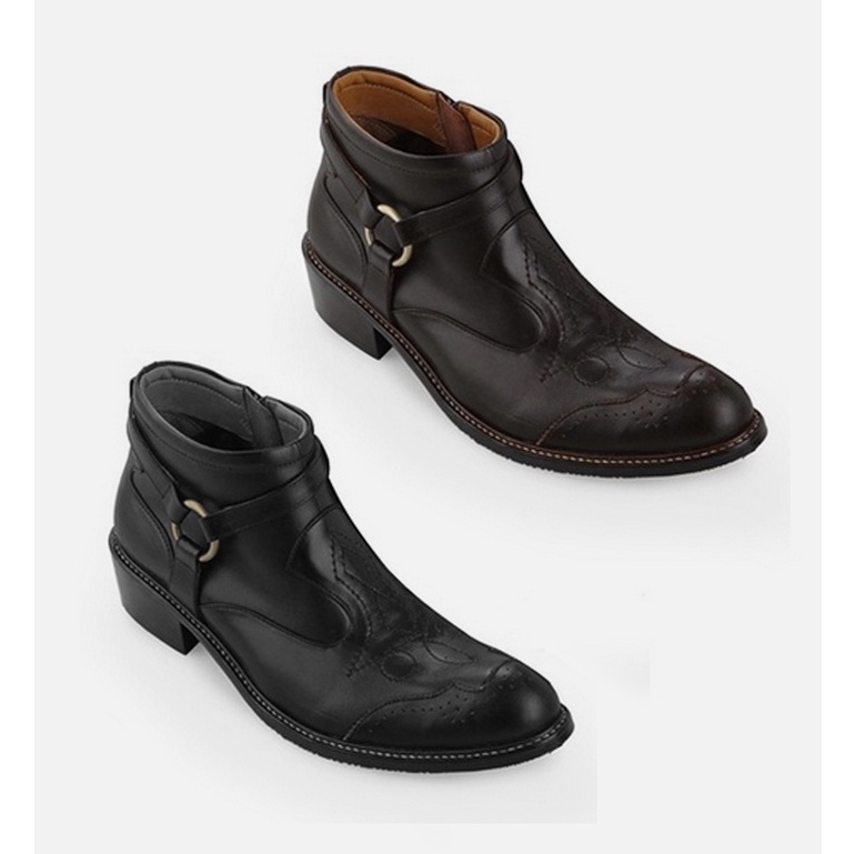 Jual Benitz Sepatu Boots Pria Formal Cow Leather model biker/cowboy [B ...