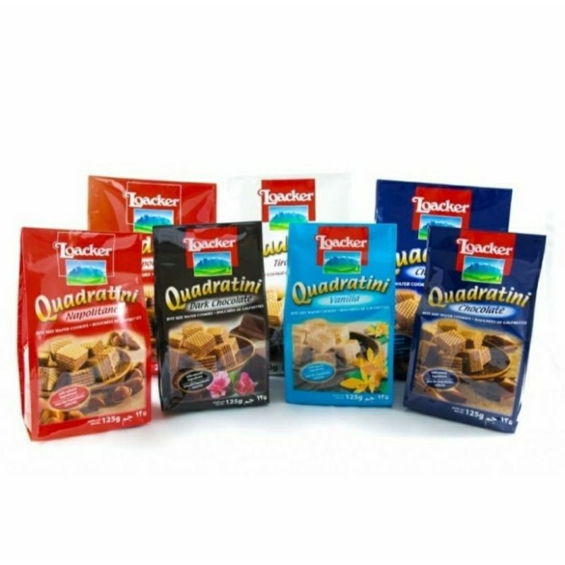 Jual Loacker Wafer Quadratini Napolitaner Vanilla Kakao Dark Coklat 125 ...