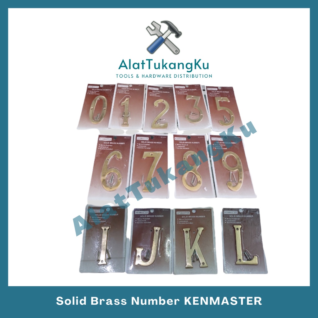 Jual KENMASTER Nomor Rumah Kuningan Angka 0 sd 9 & Huruf A sd Z / Solid ...