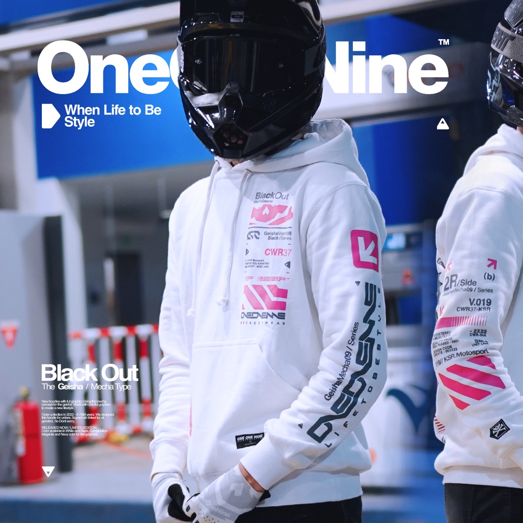 Jual KSR ONEONENINE - HOODIE MECHA GEISHA WHITE SERIES | Shopee Indonesia