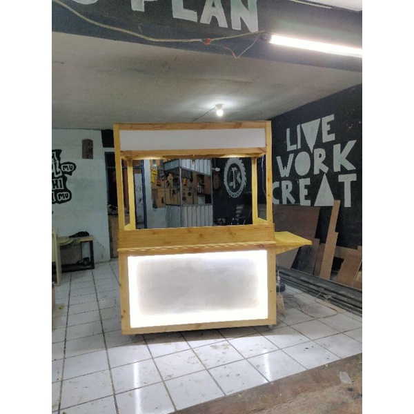 Jual gerobak booth kayu Pinus | Shopee Indonesia