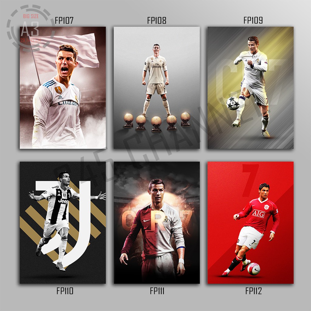 Jual Hiasan Dinding CRISTIANO RONALDO Poster Sepakbola Dekorasi Cafe ...