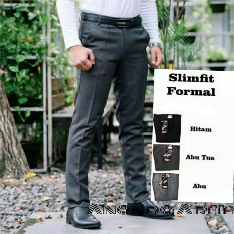 Jual CELANA PANJANG KANTOR KERJA FORMAL PRIA SLIMFIT BAHAN DASAR WOOL | Shopee Indonesia