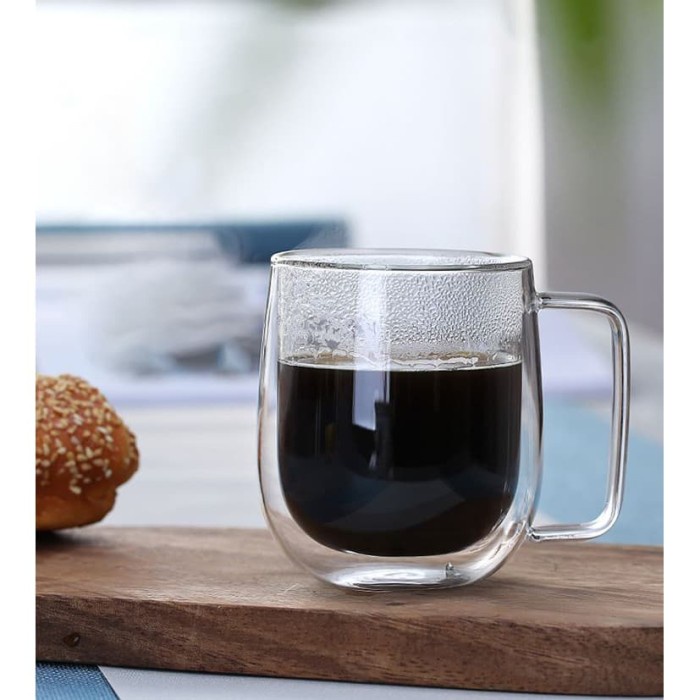 Jual GELAS DOUBLE WALL ANTI PANAS INSULATED CUP 350ML GELAS 2 LAPIS KUPING | Shopee Indonesia