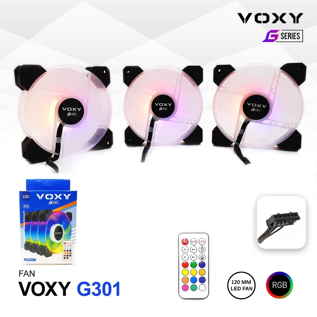 Jual Fan Casing Voxy G301 RGB 12cm With Remote Control include 3 Kipas ...