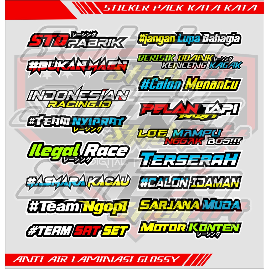 Jual Stiker Pack kata Kata / Stiker Racing Terbaru / Stiker Motor / Stiker Pack / Stiker Racing ...