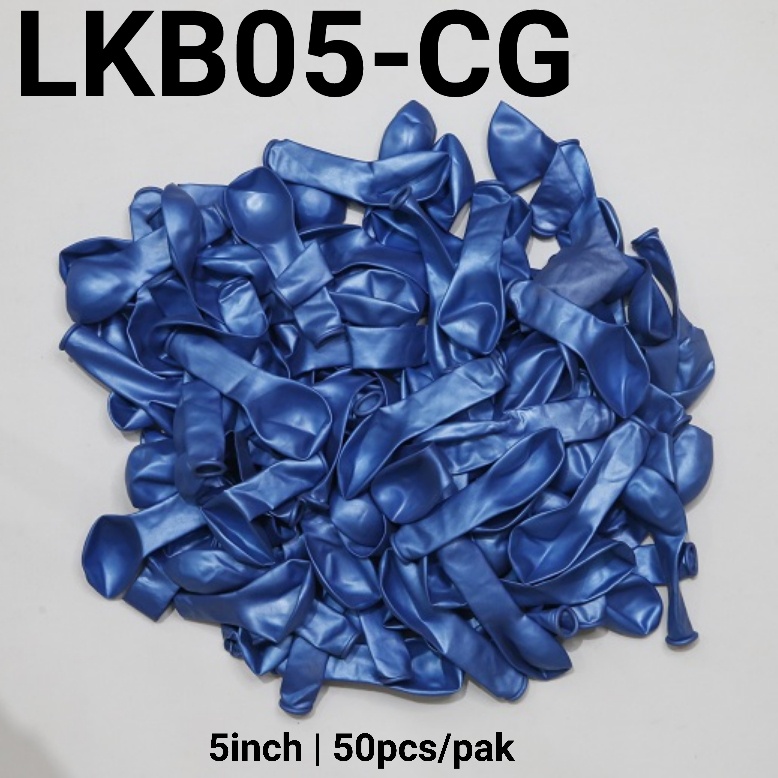 Jual LKB05-CG Balon latex 5 inch 1 pak 50 chrome tebal mengkilap biru ...