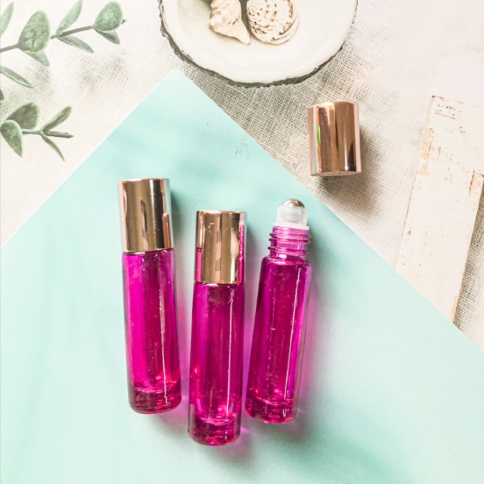 Jual Botol Roll On Kaca 10ml Pink Tua Tutup Rose Gold Rollon Refill ...